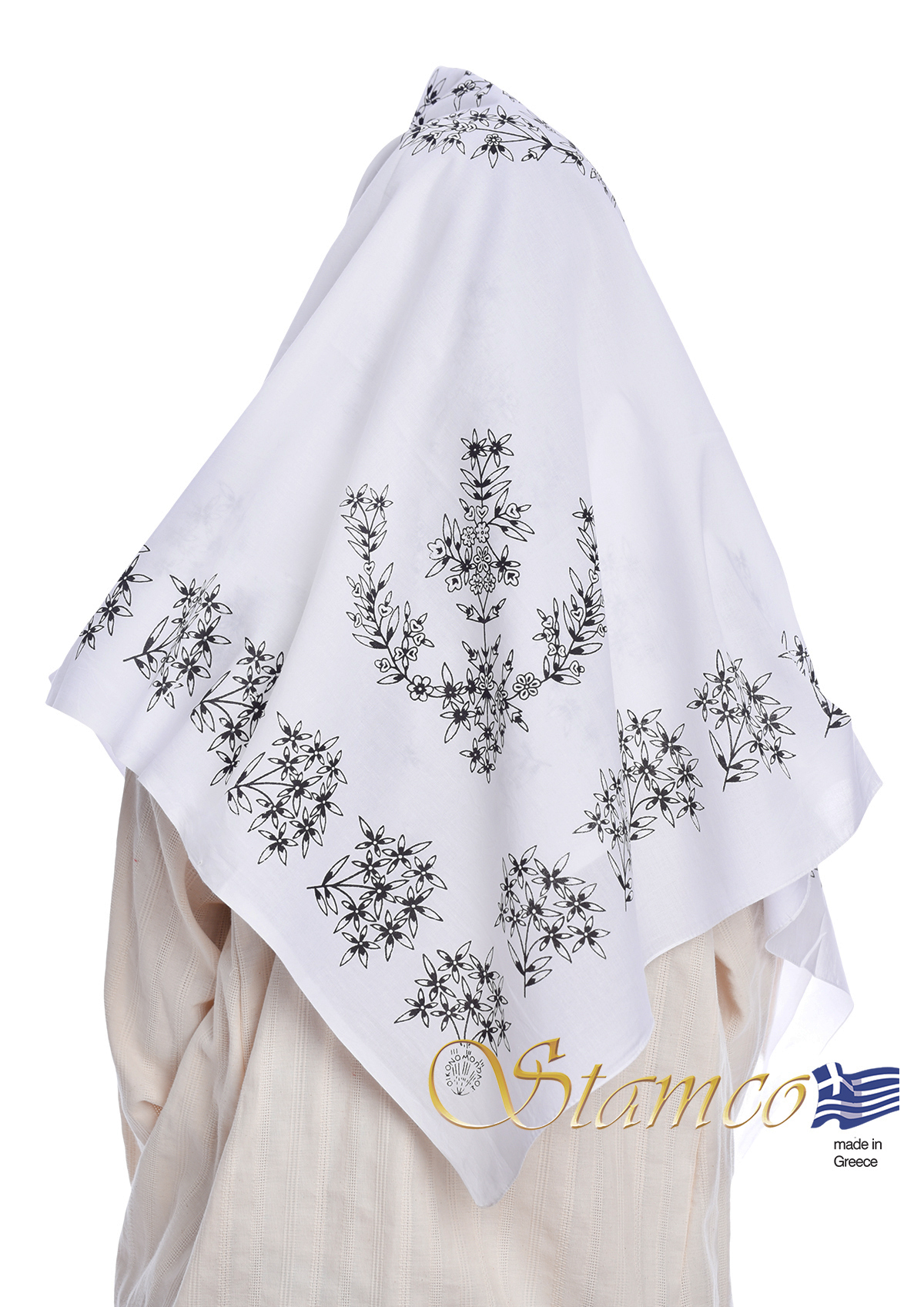 Traditional White Cotton Scarf , Greek Costume : greek-costumes.com