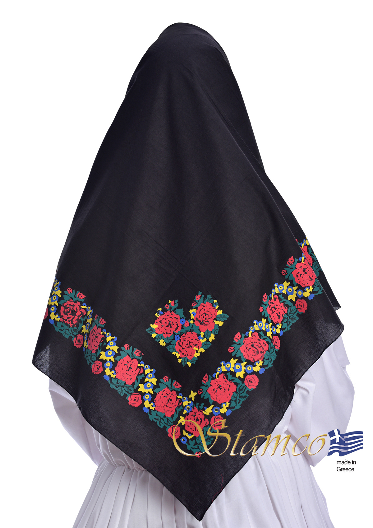 Traditional Black Cotton Scarf , Greek Costume : greek-costumes.com